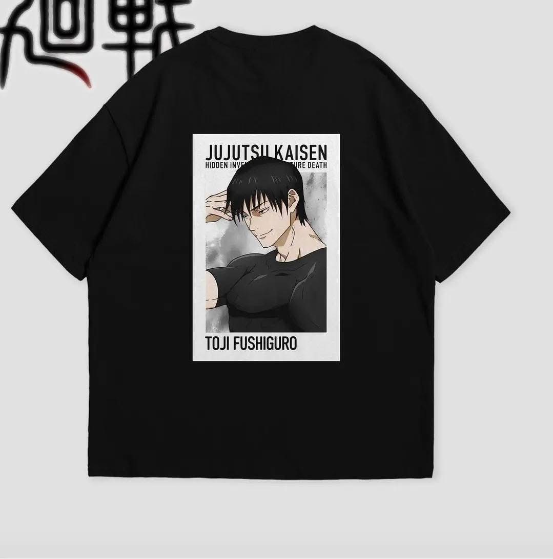 Toji Fushiguro Oversized Black Graphic Tee – Golden Yellow